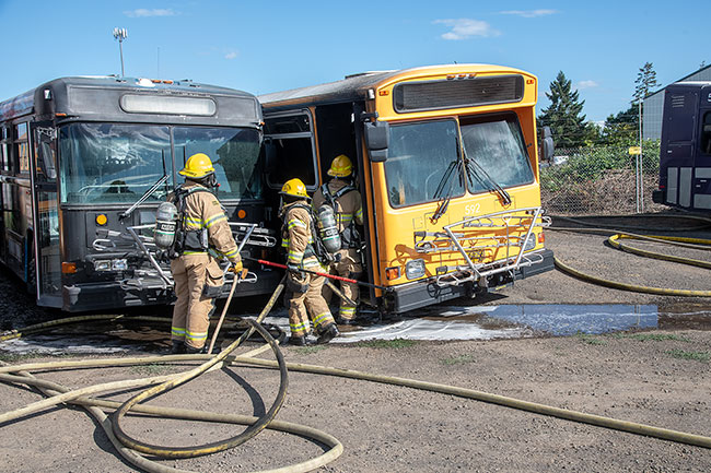 Fire destroys two transit buses